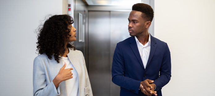 People Talking In Elevator